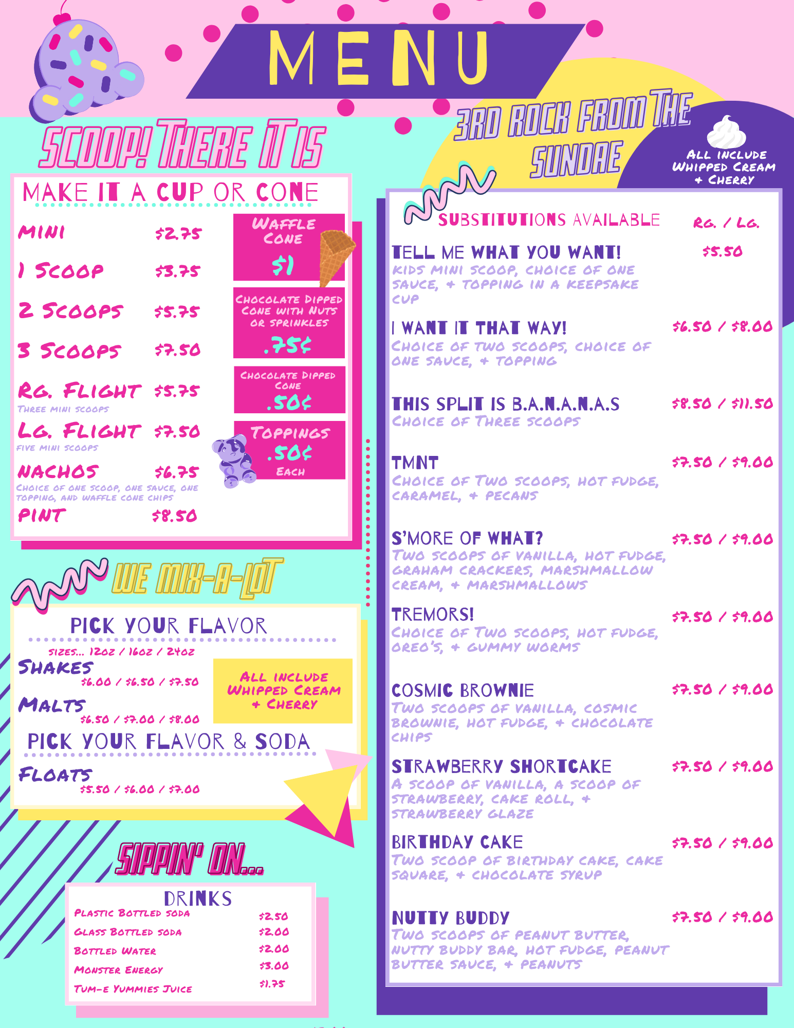 Ice Cream Malts & Shakes Menu | Sprinkle In Time | Sulphur, LA ...