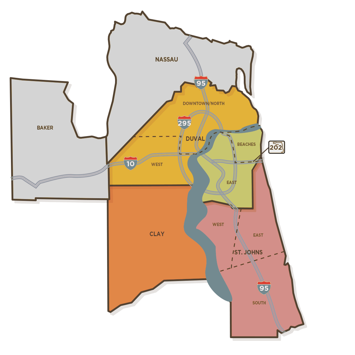 Northeast Florida County Map