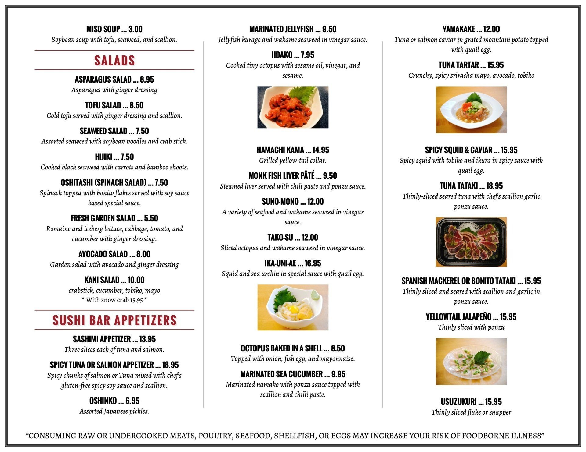 Menu at a glance | Kotobuki Japanese Cuisine