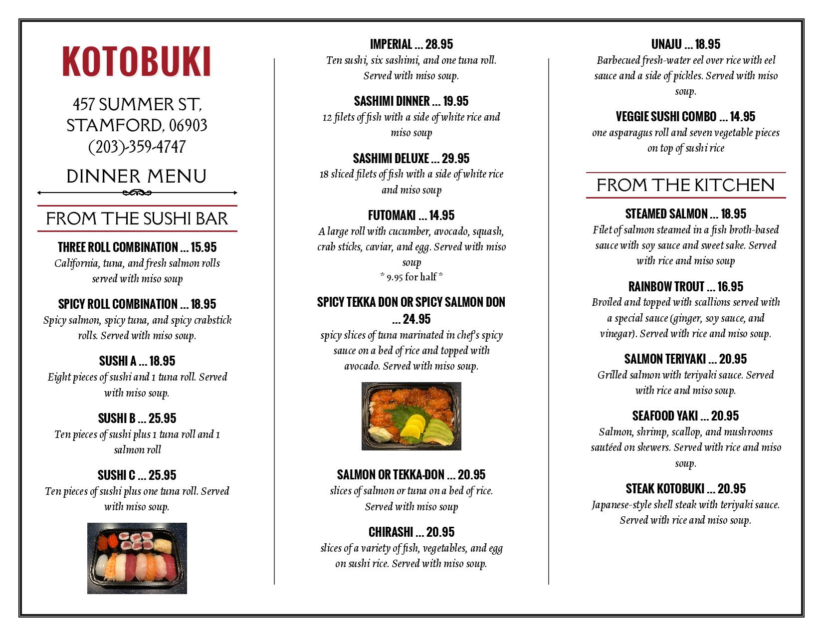 Menu at a glance | Kotobuki Japanese Cuisine