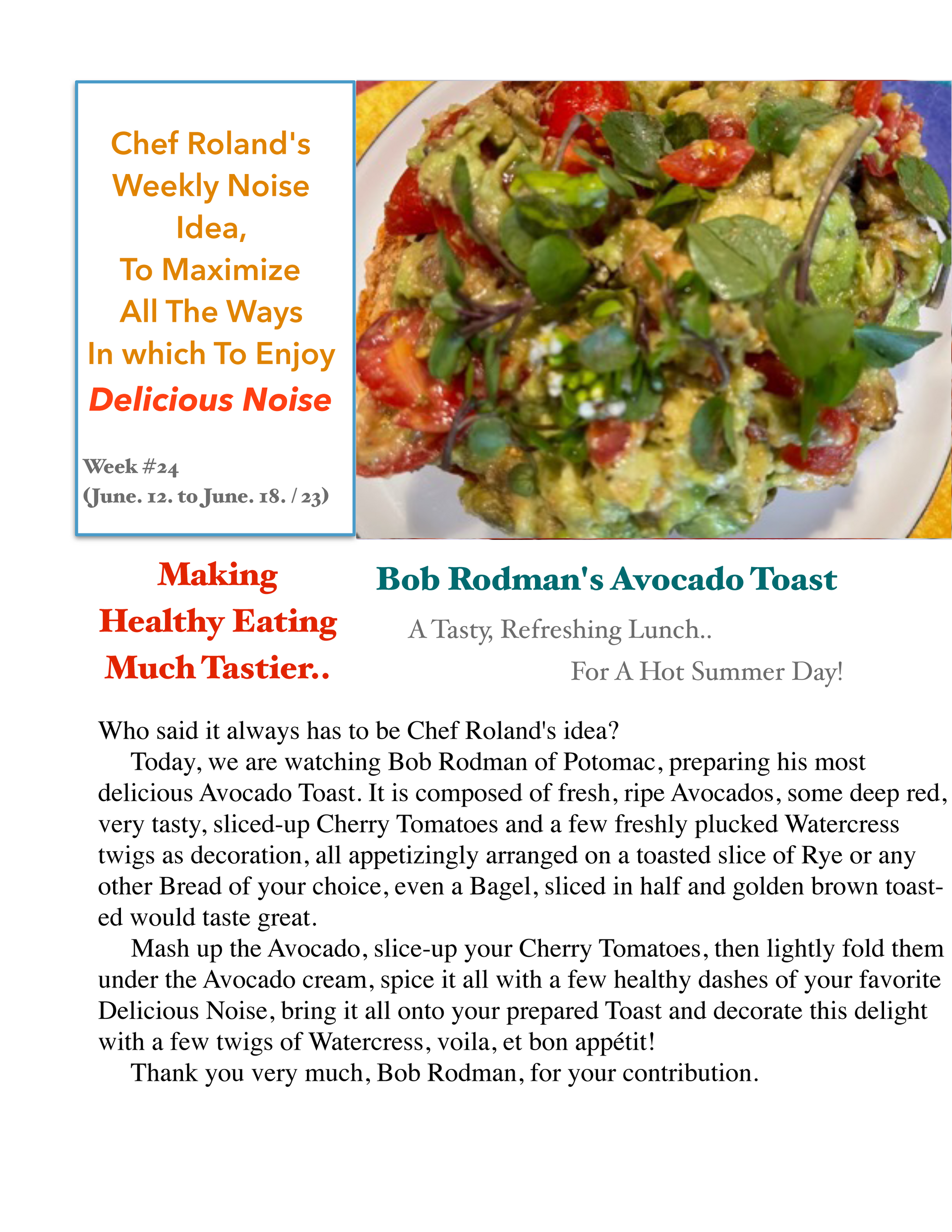 Bob Rodman's Avocado Toast