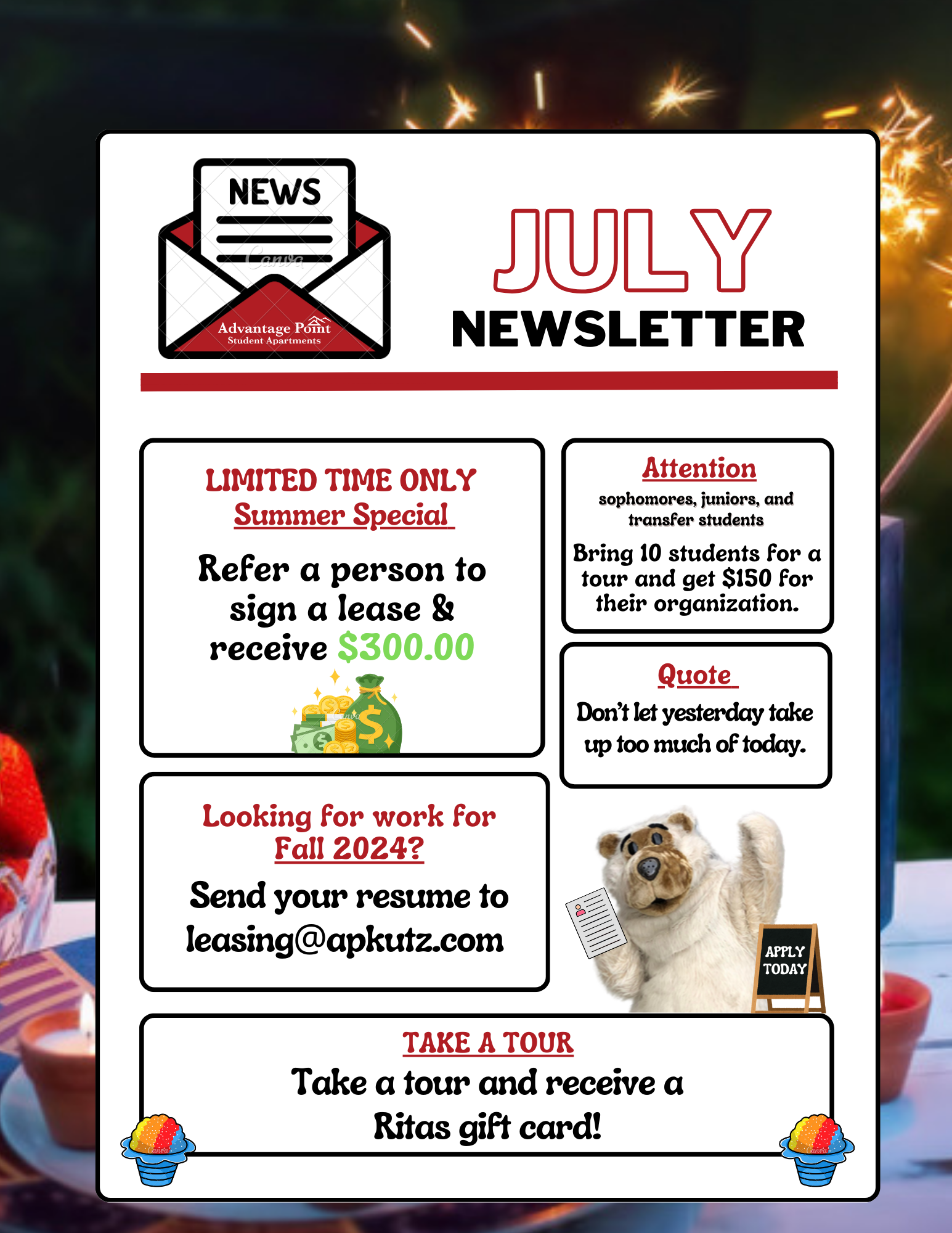 Advantage Point Student Apartments | EVENTS