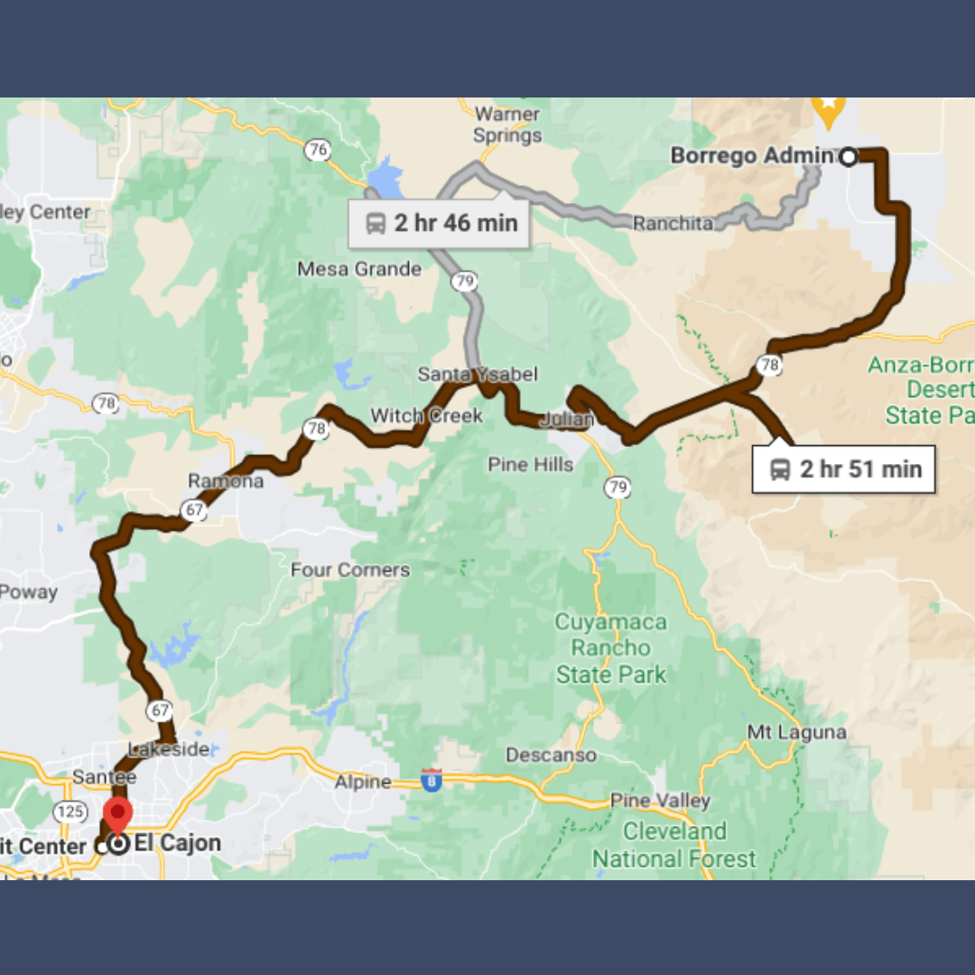 Travel to Borrego Springs with San Diego Metropolitan Transit System