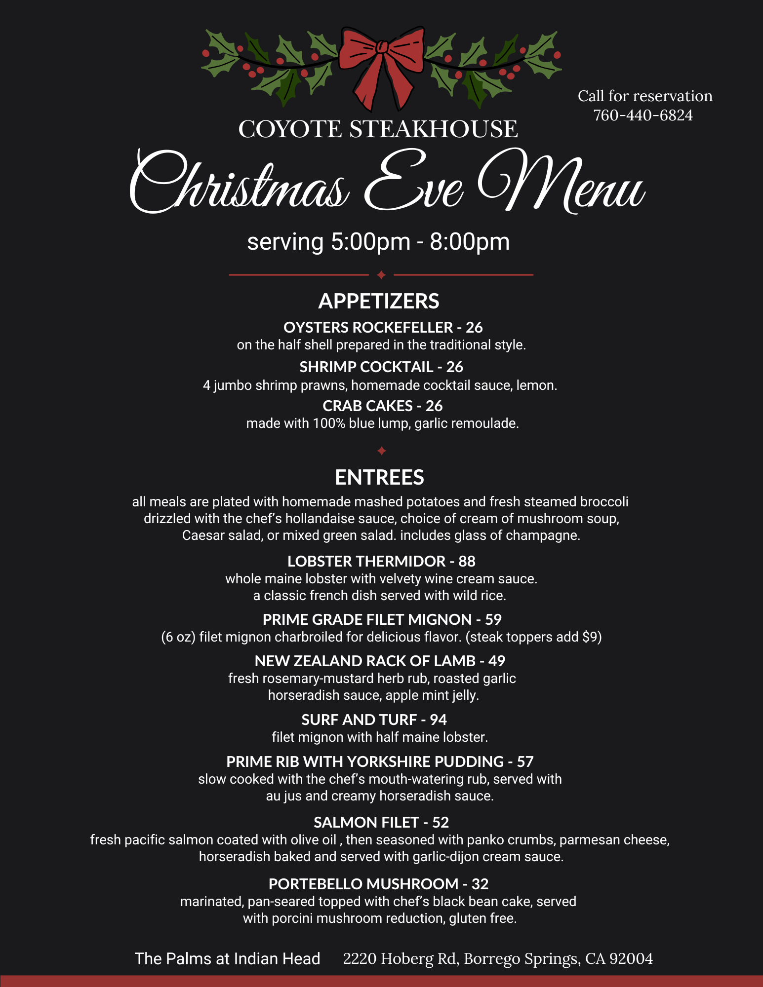 Holiday Dining in Borrego Springs