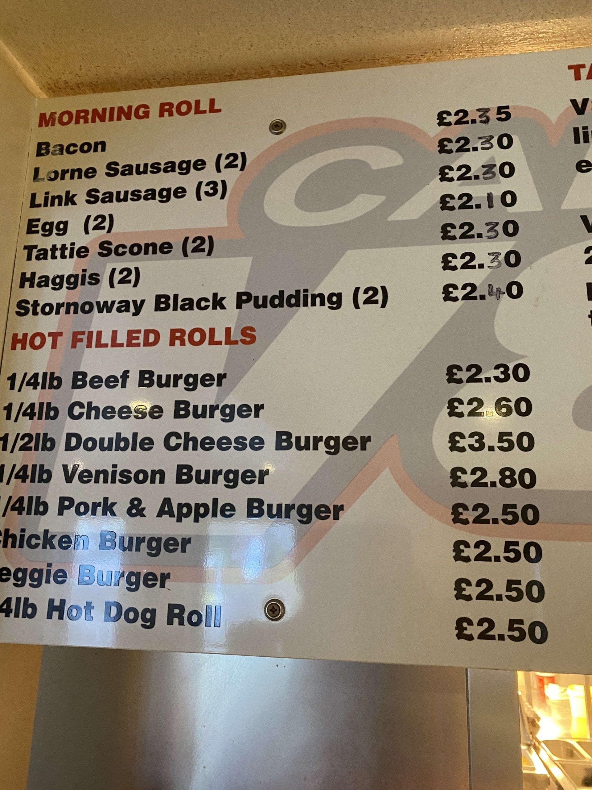 Takeaway | Breakfast | Lunch | Dinner | Inverness