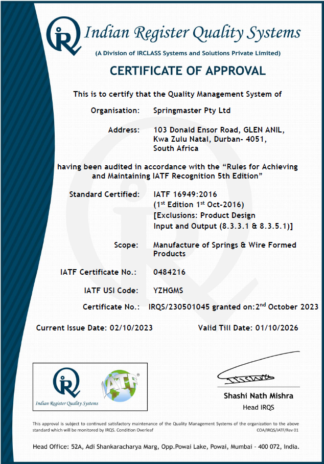 SPRINGMASTER (PTY) LTD | INDUSTRIAL SPRING SPECIALISTS | SOUTH AFRICA