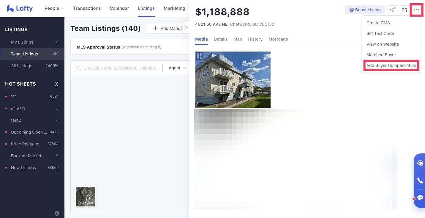 Adding Buyer Agent Compensation on Your Lofty Website