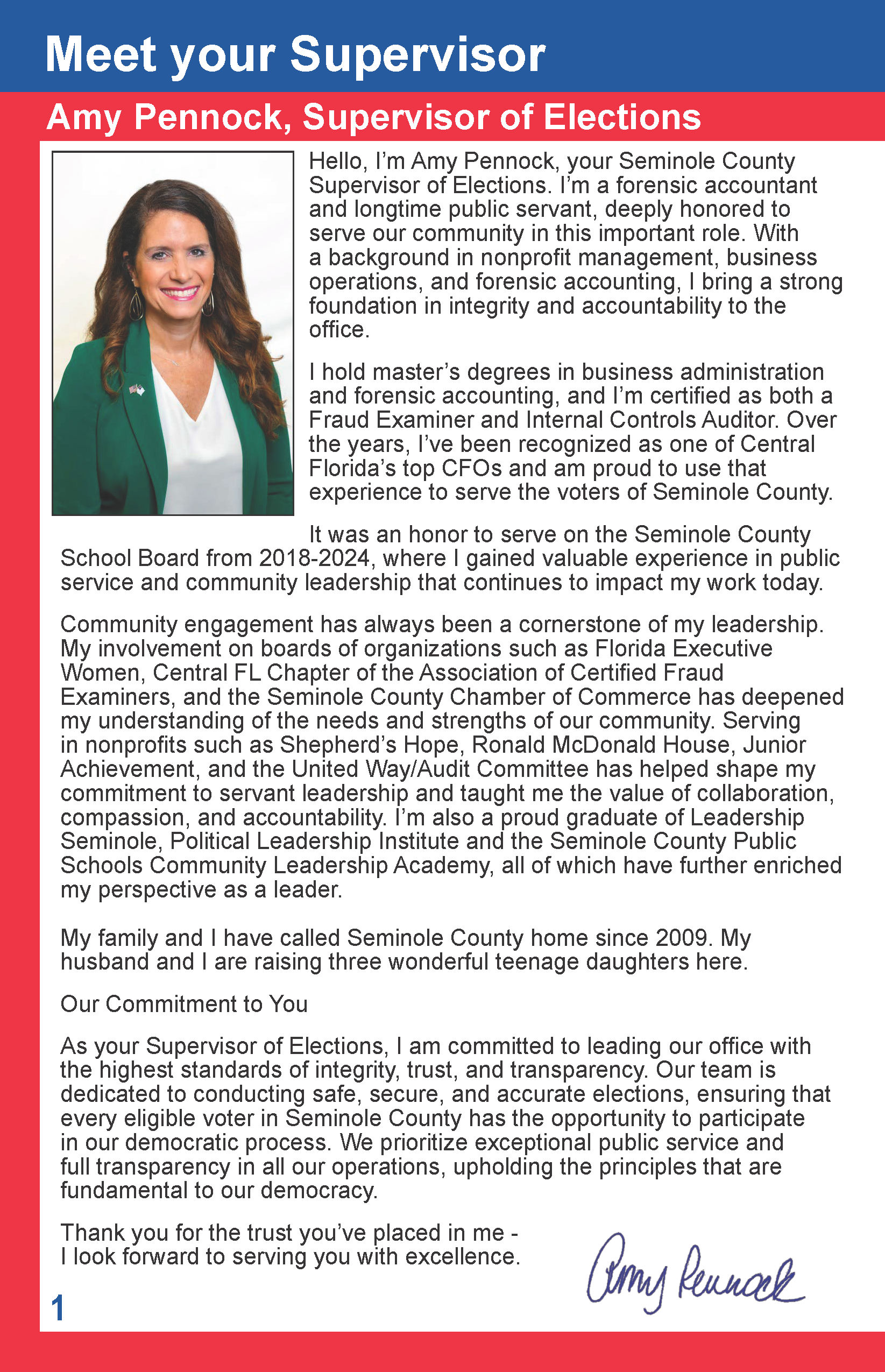 Voter Guide | Amy Pennock | Seminole County Supervisor of Elections | # ...