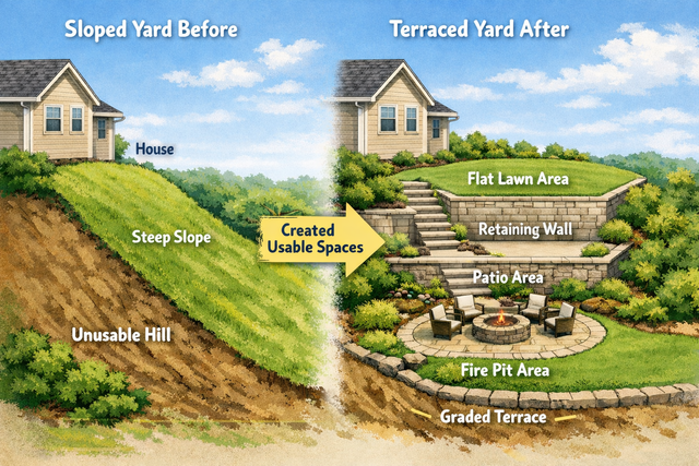 Sloped Backyard Grading How To Grade Soil Using A Bobcat Or Back Hoe
