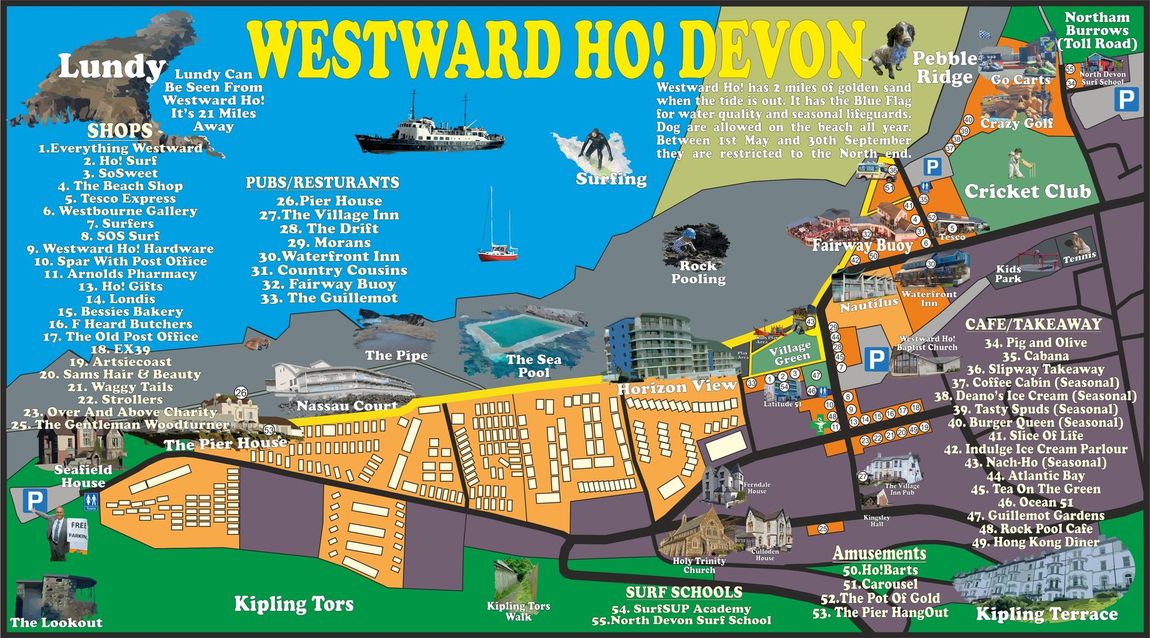 Tourist information for Westward Ho!, North Devon, UK