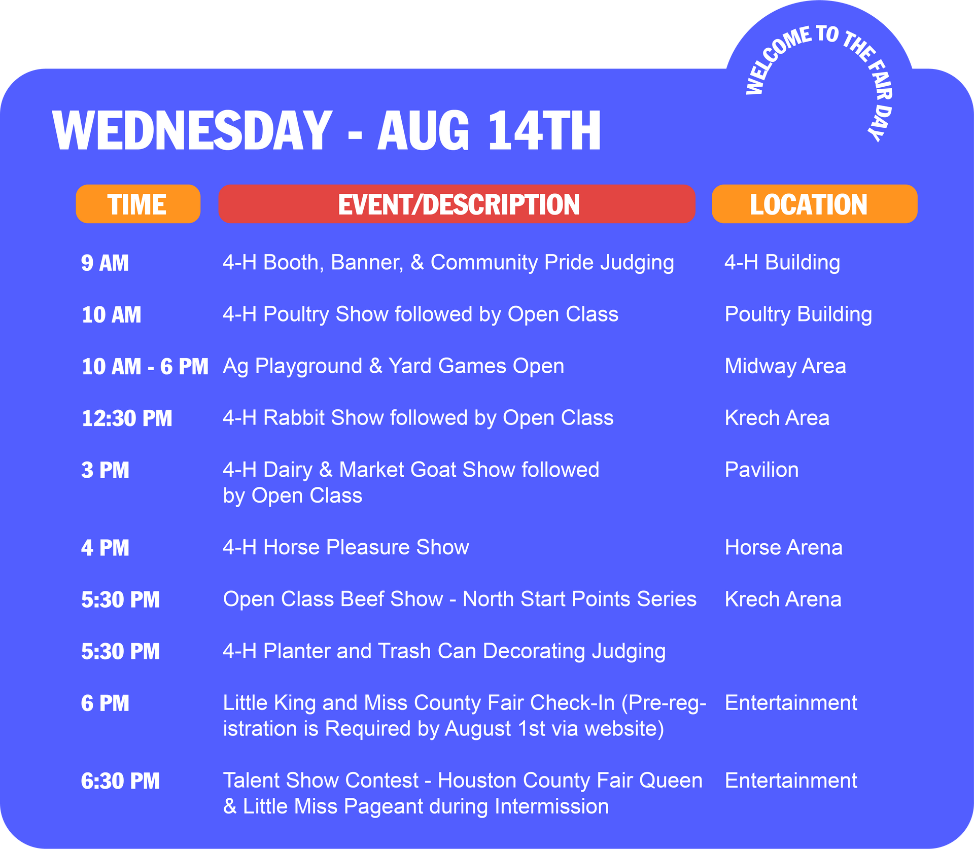 Schedule | Houston County Fair | Houston County