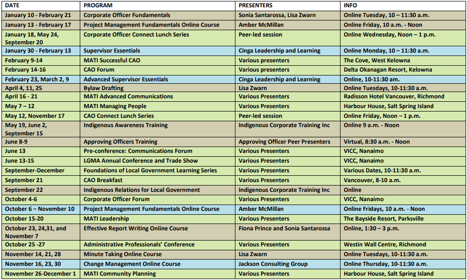 LGMA 2023 Learning Calendar