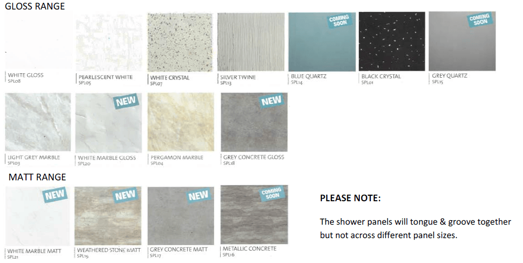 Shower Panels Internal wall cladding for bathrooms Splash panel Decors