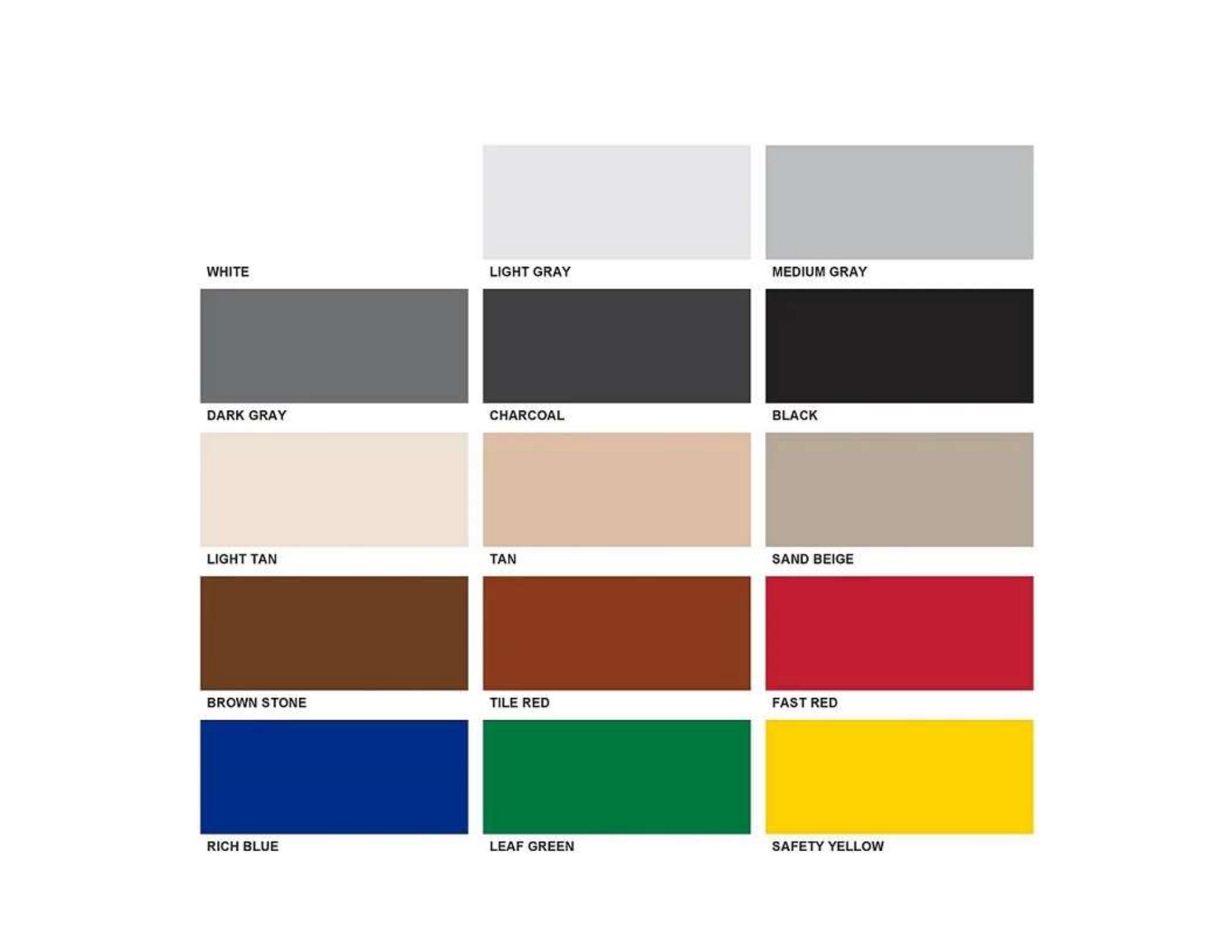 Solid Color Chart | Precision Coatings of Texas
