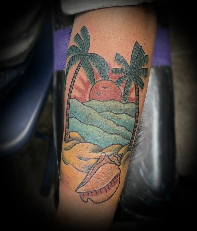 Traditional Sunset Tattoo
