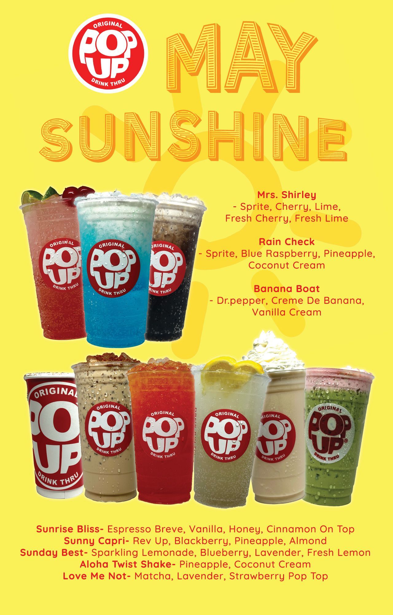 PopUp Drink Thru Menu- Energy, Soda, Coffee, Tea and More