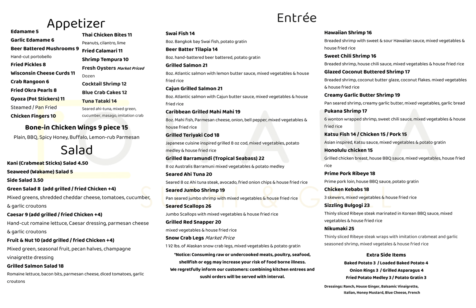 Menu | Ohana Hawaiian Grill & Bar | Jasper, IN and French Lick, IN