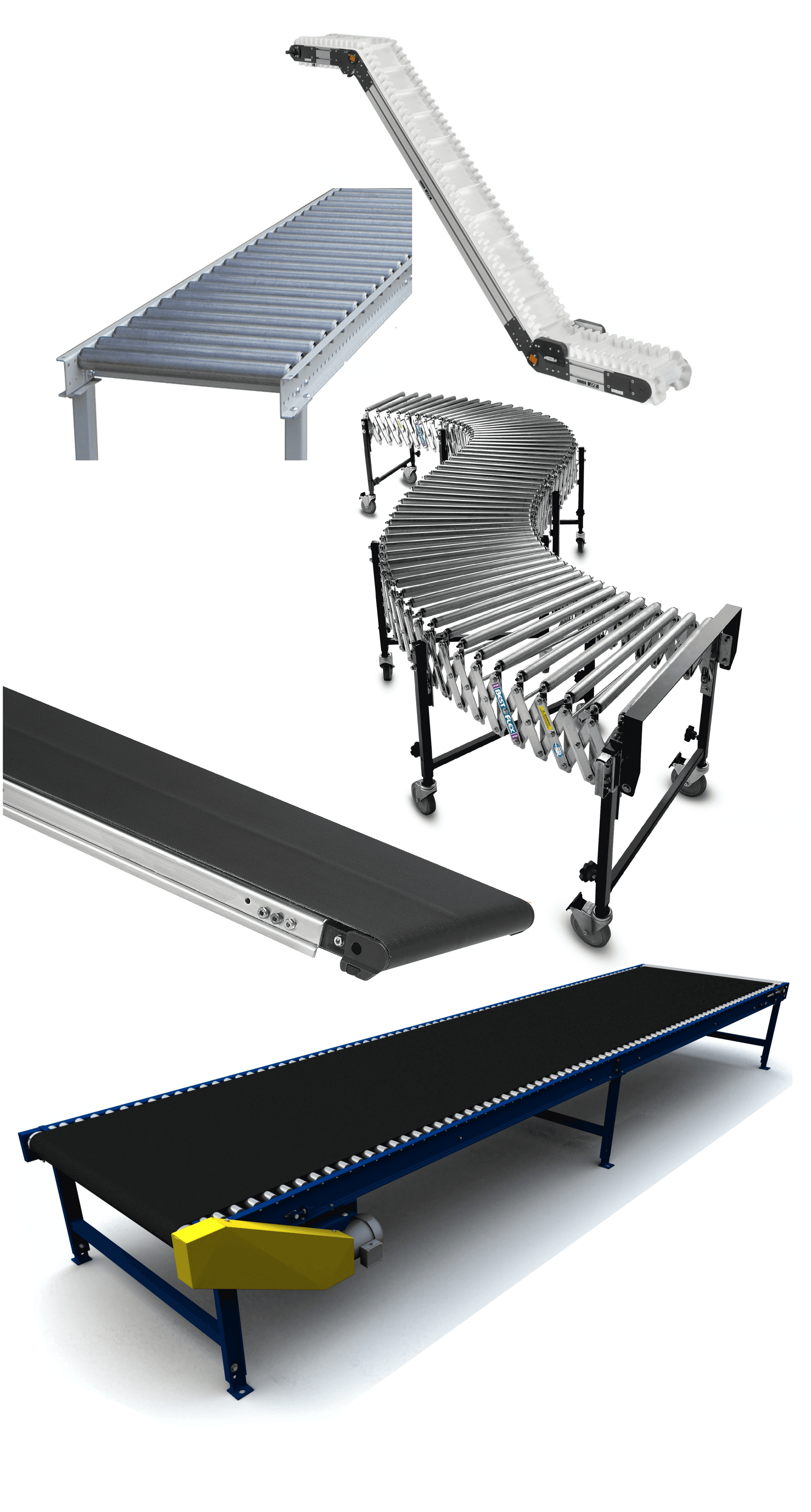 Flexible Conveyors, PVC, Steel, and Aluminum Conveyor Rollers