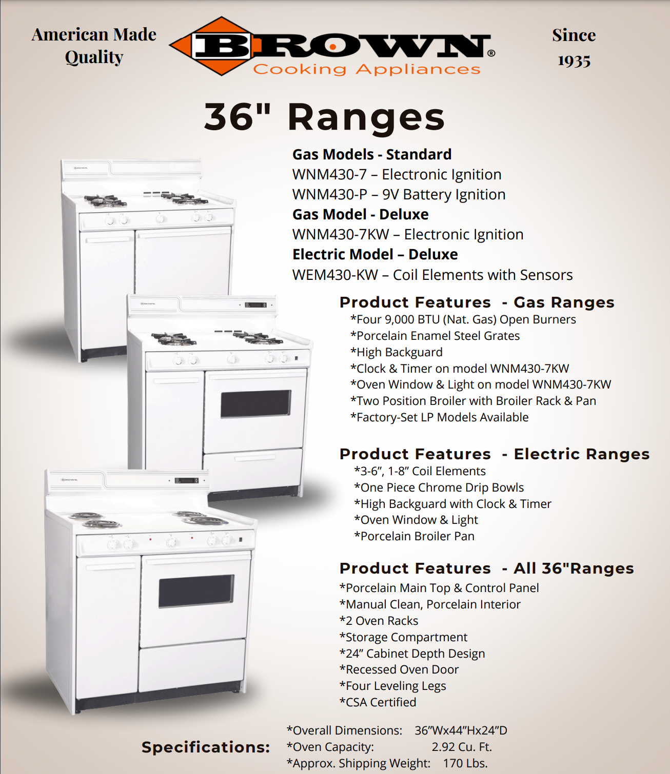 Electric Ranges - Brown Stove Works, Inc.