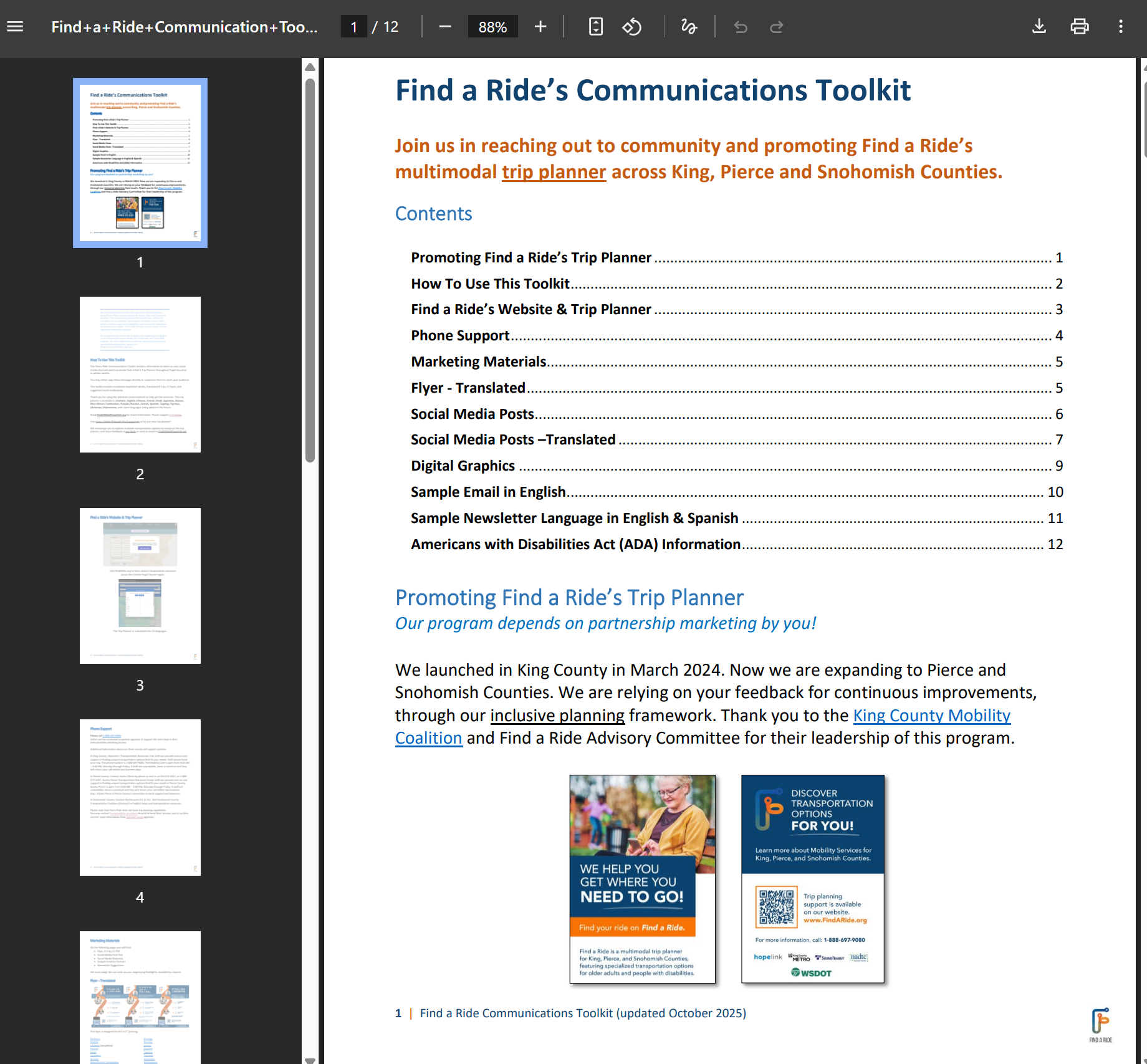 Help Promote Find a Ride's Trip Planner
