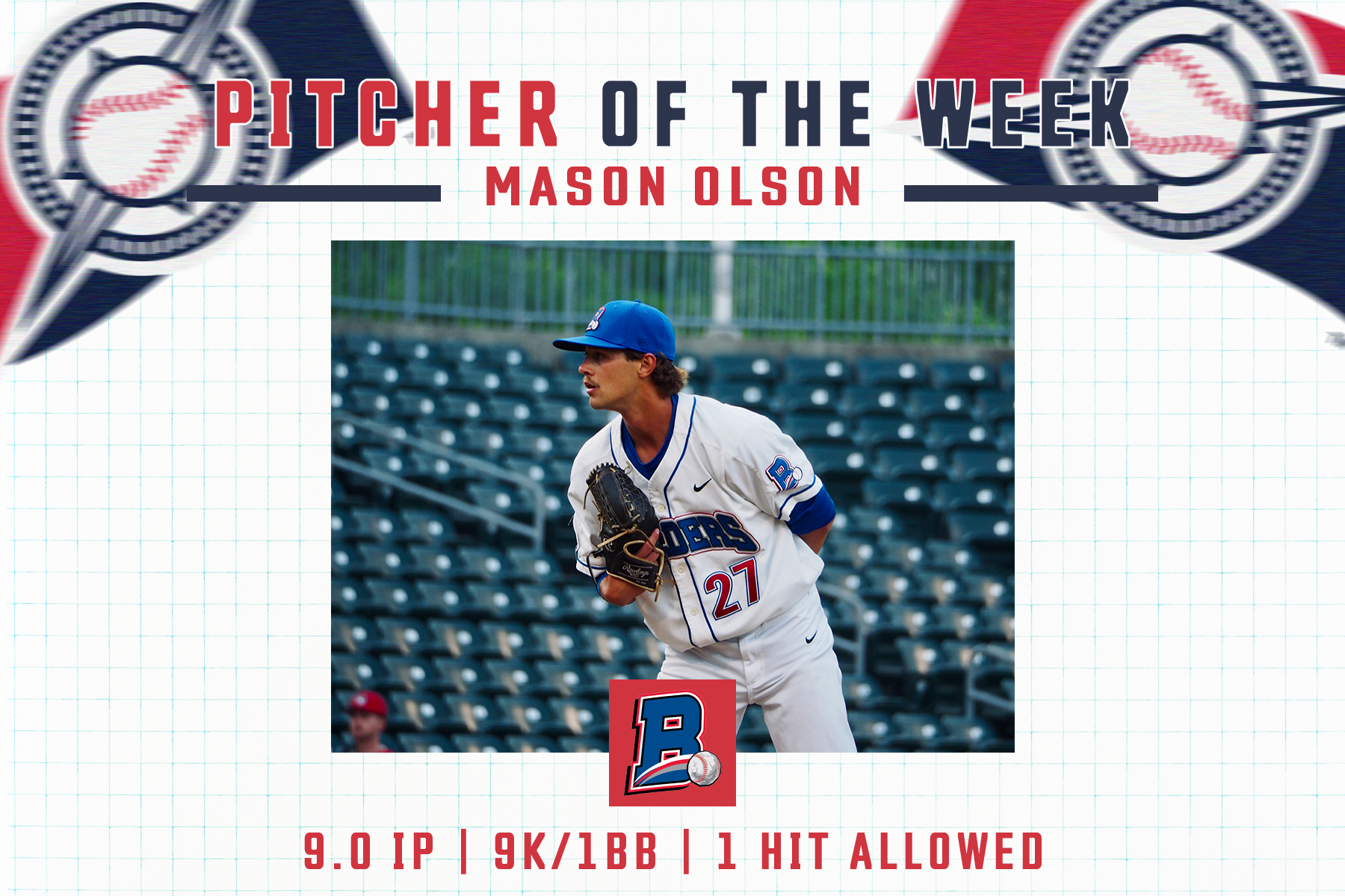 MASON OLSON WINS PITCHER OF THE WEEK AWARD
