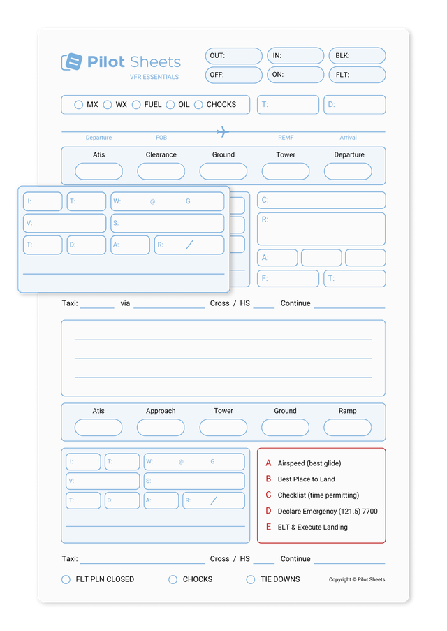 Pilot Logbook Crystal Pilot VFR/METAR Cheat Sheet & Flight Planning ...