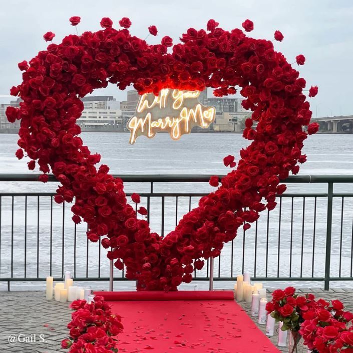 Heart-Shaped Flower Backdrop for Weddings & Proposals in Chicago