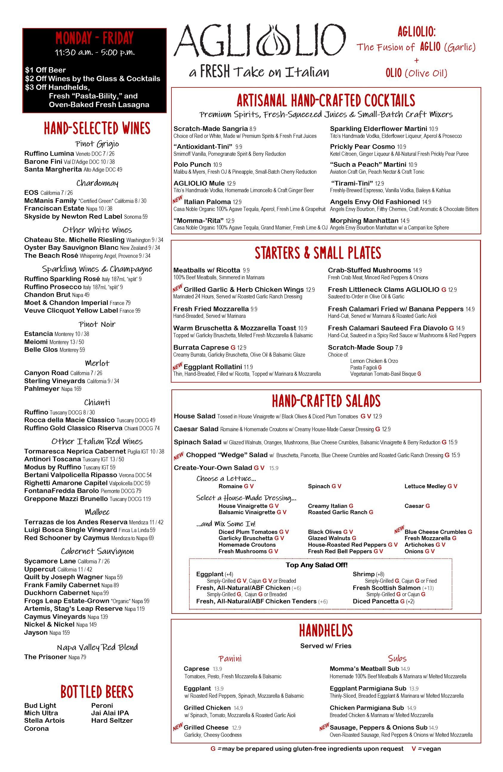 AGLIOLIO Menu