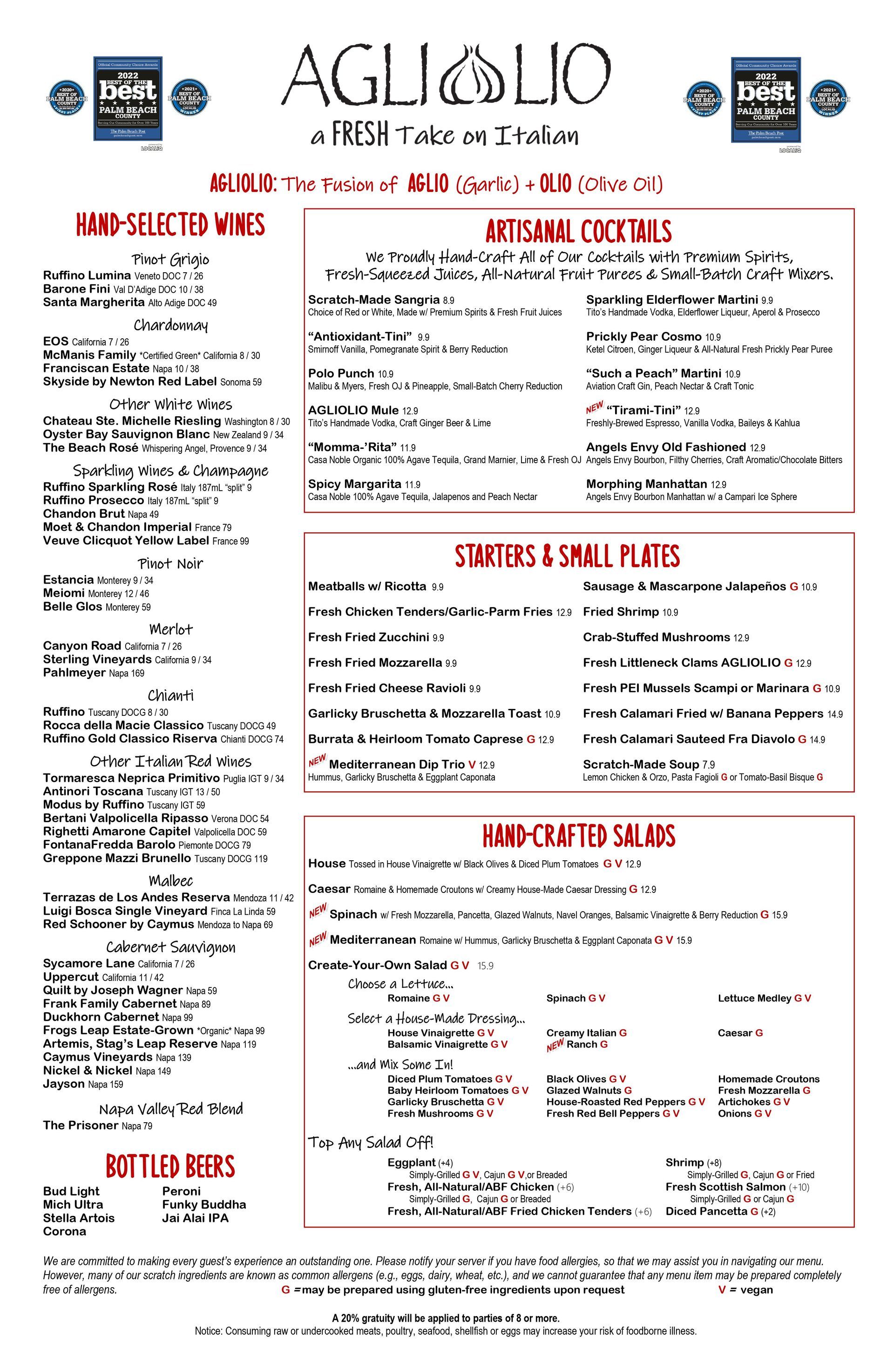 AGLIOLIO Menu