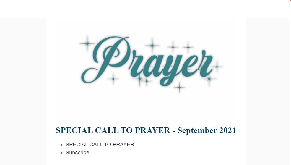 Special Call to Prayer