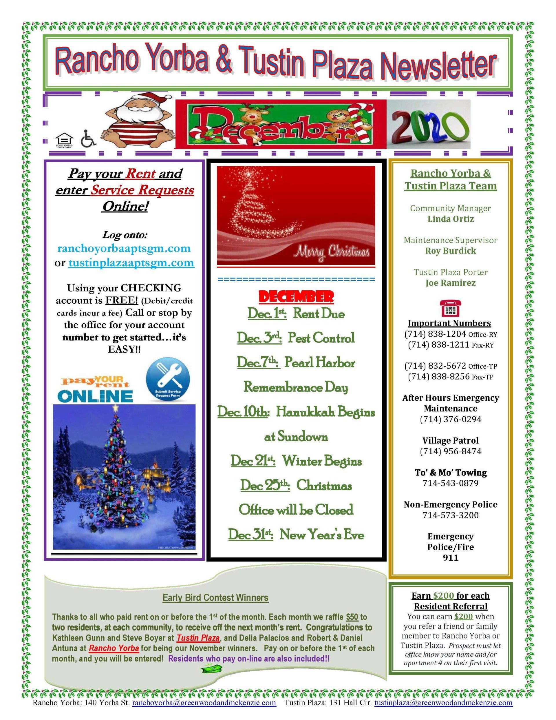 Resident Newsletter - December