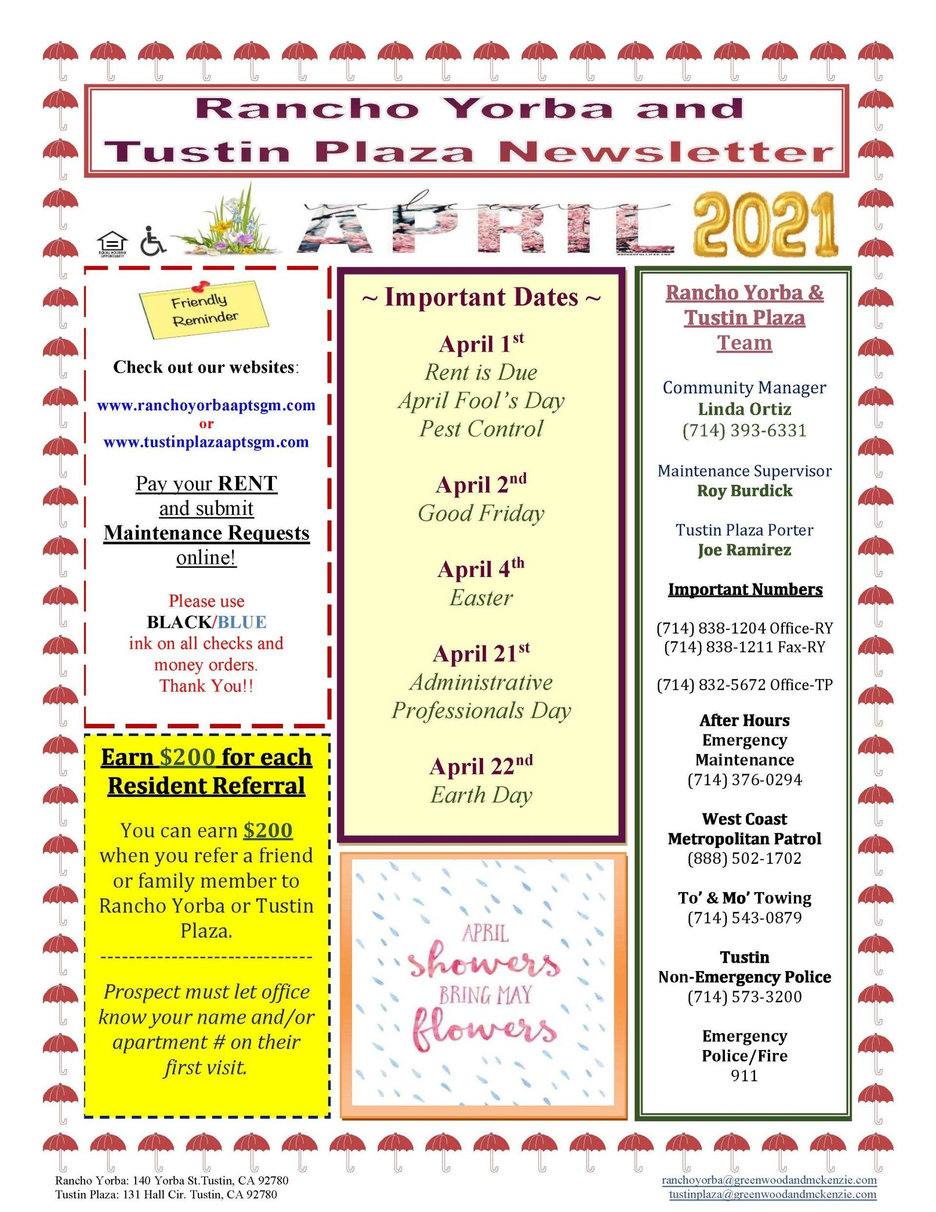 Resident Newsletter - April