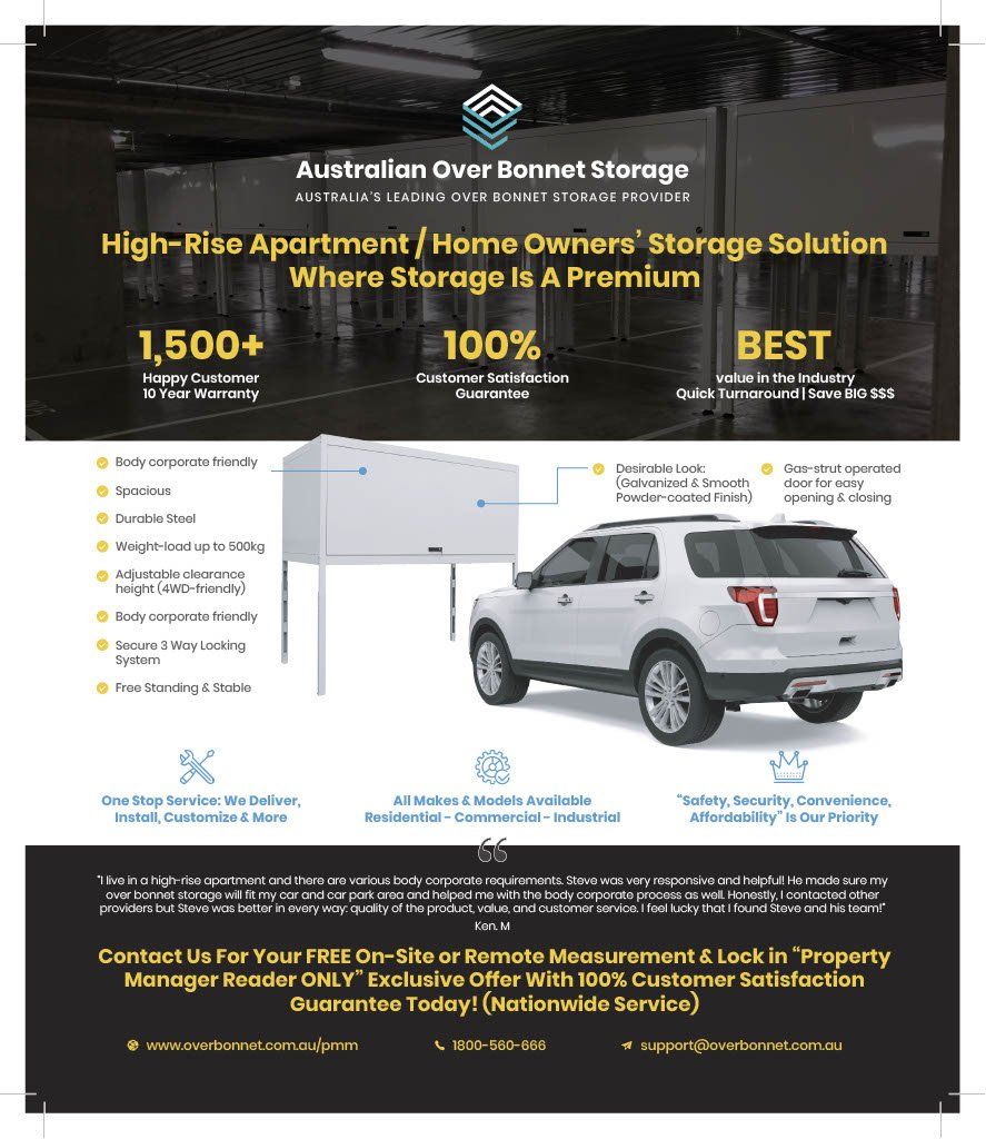 Over Bonnet Storage | Apartment Car Park Storage Lockers AU