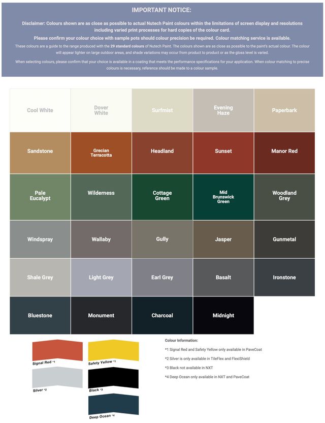 Concrete Paint Colors Chart