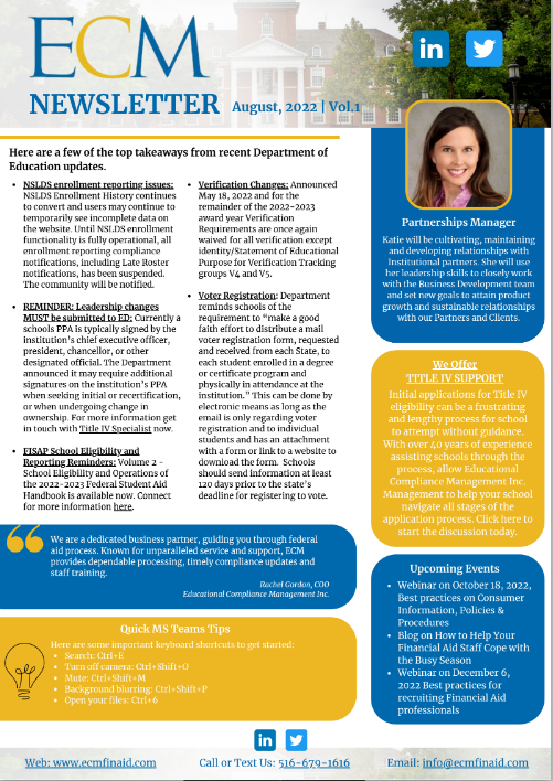 ECM NEWSLETTER August, 2022 | Vol.1