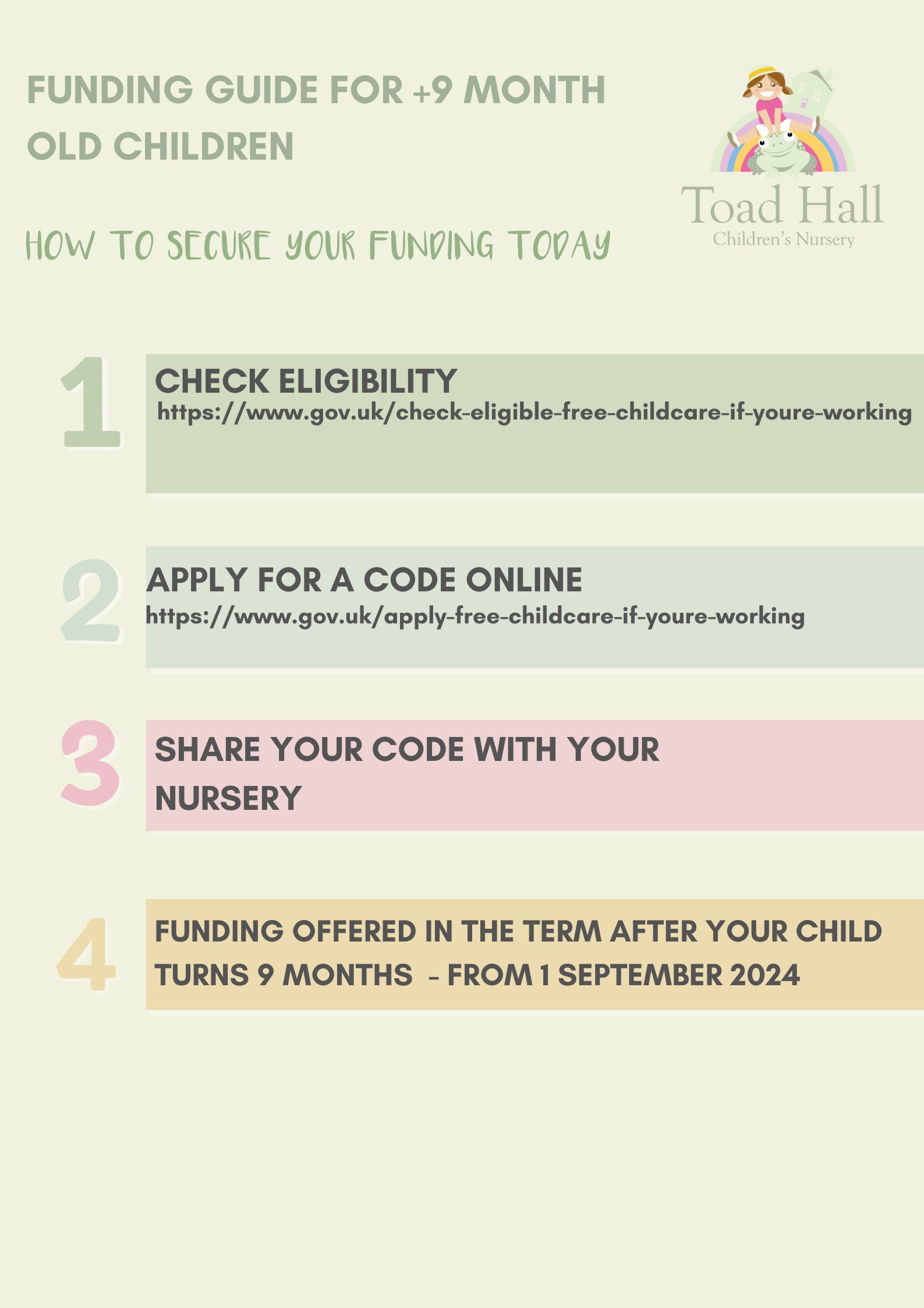 Funded childcare expanded offer is now open for children aged 9+ months