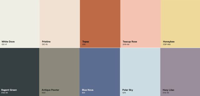 Benjamin moore color chart store