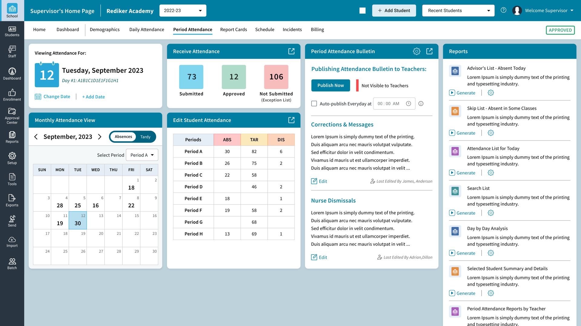 Daily and Period Attendance School Software | Rediker Software