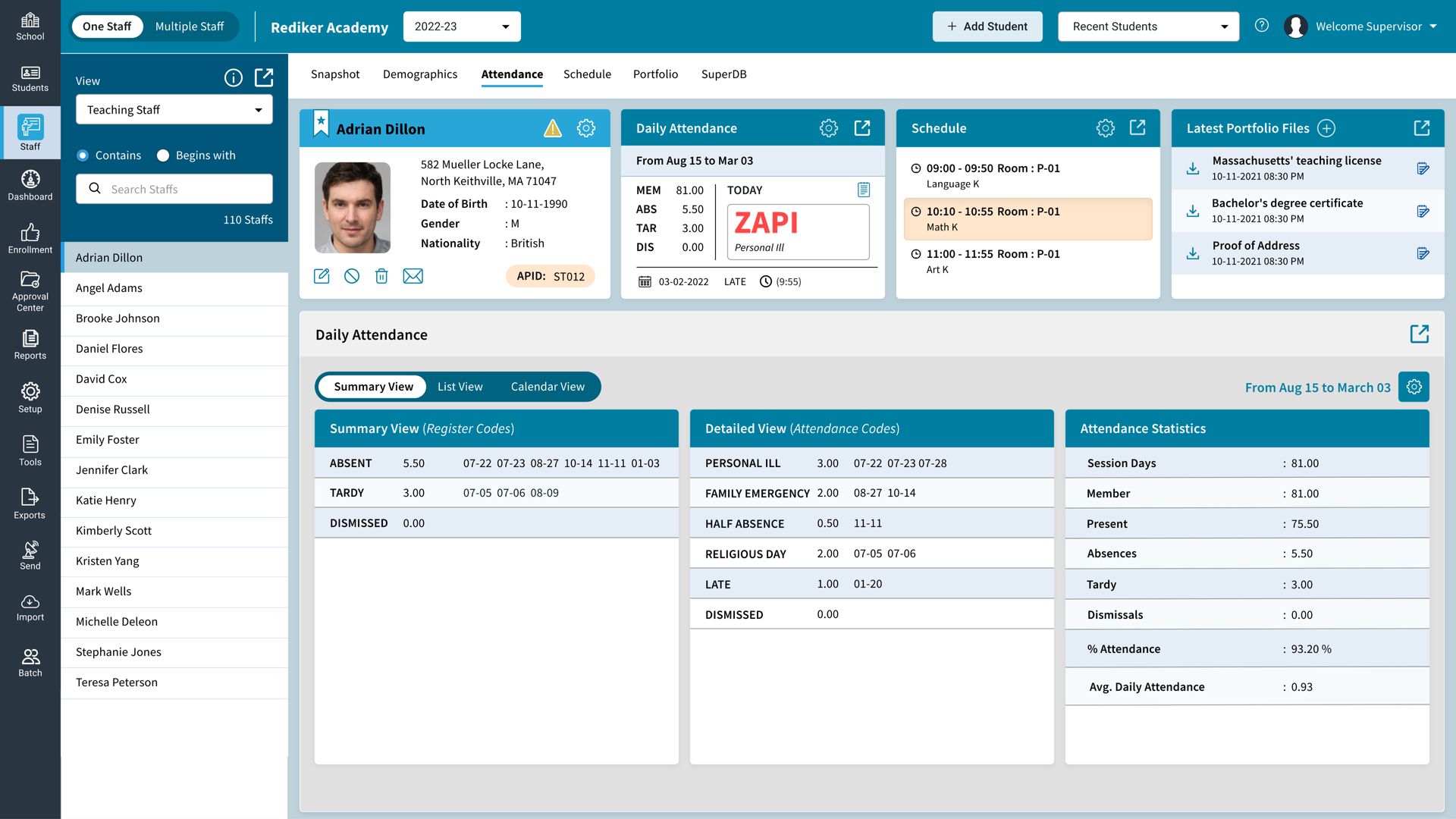 Daily and Period Attendance School Software | Rediker Software