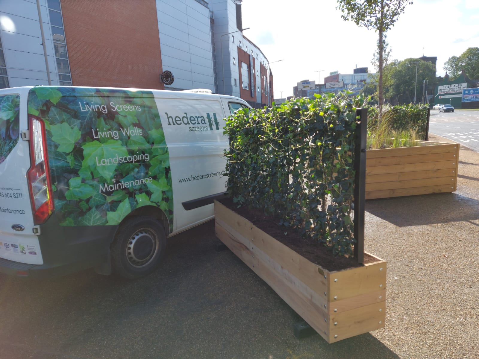Hedera Screens provide Leicester with Social Distancing Greenery