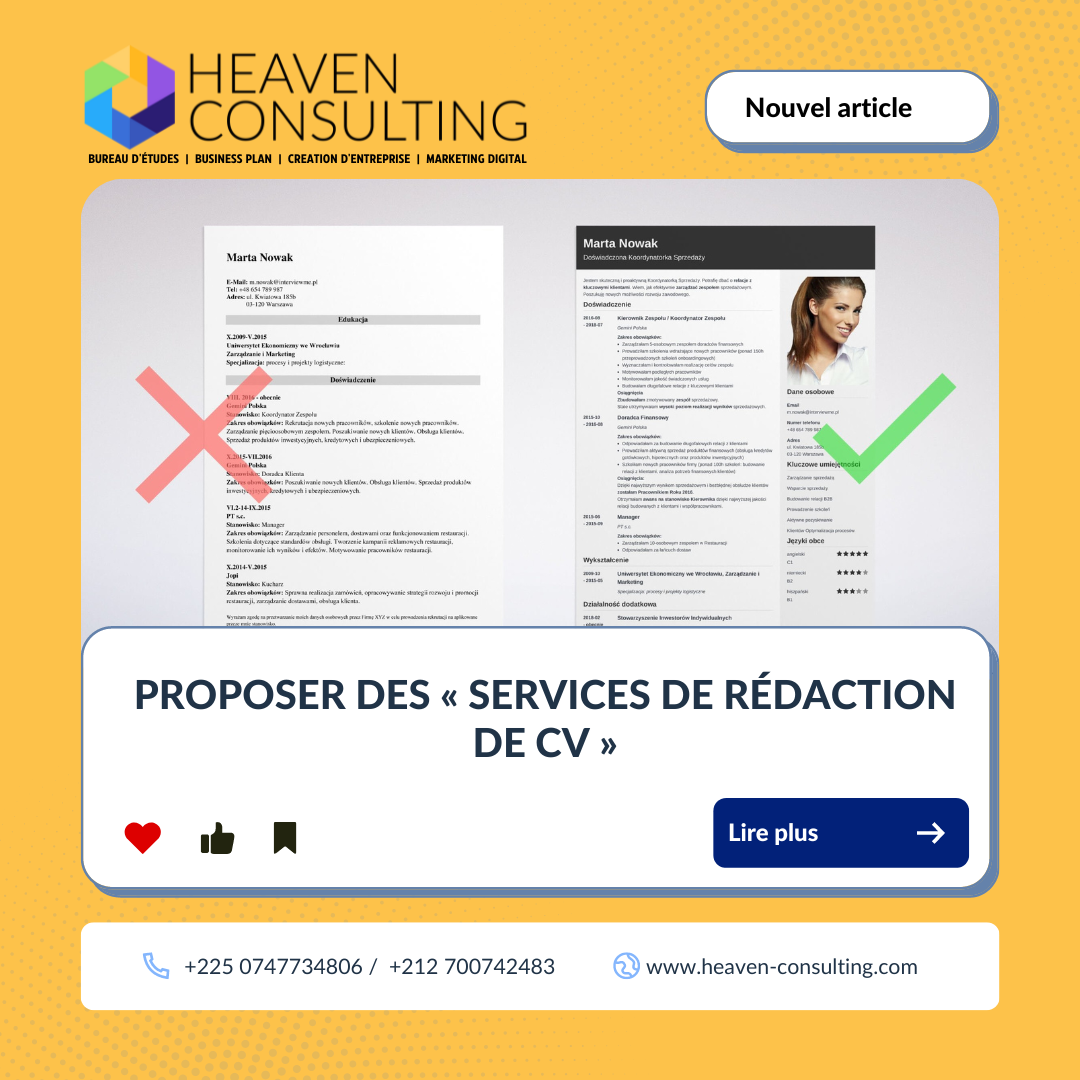Proposer des « services de rédaction de CV