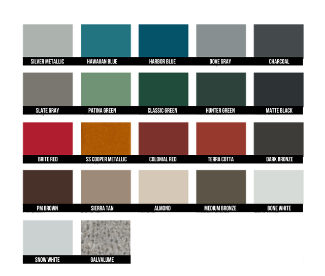Sheet Metal Color Chart