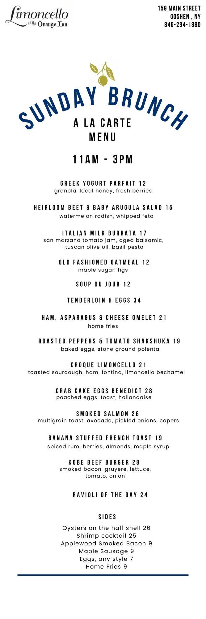 Limoncello at the Orange Inn | Goshen, NY | Offsite Catering Menu