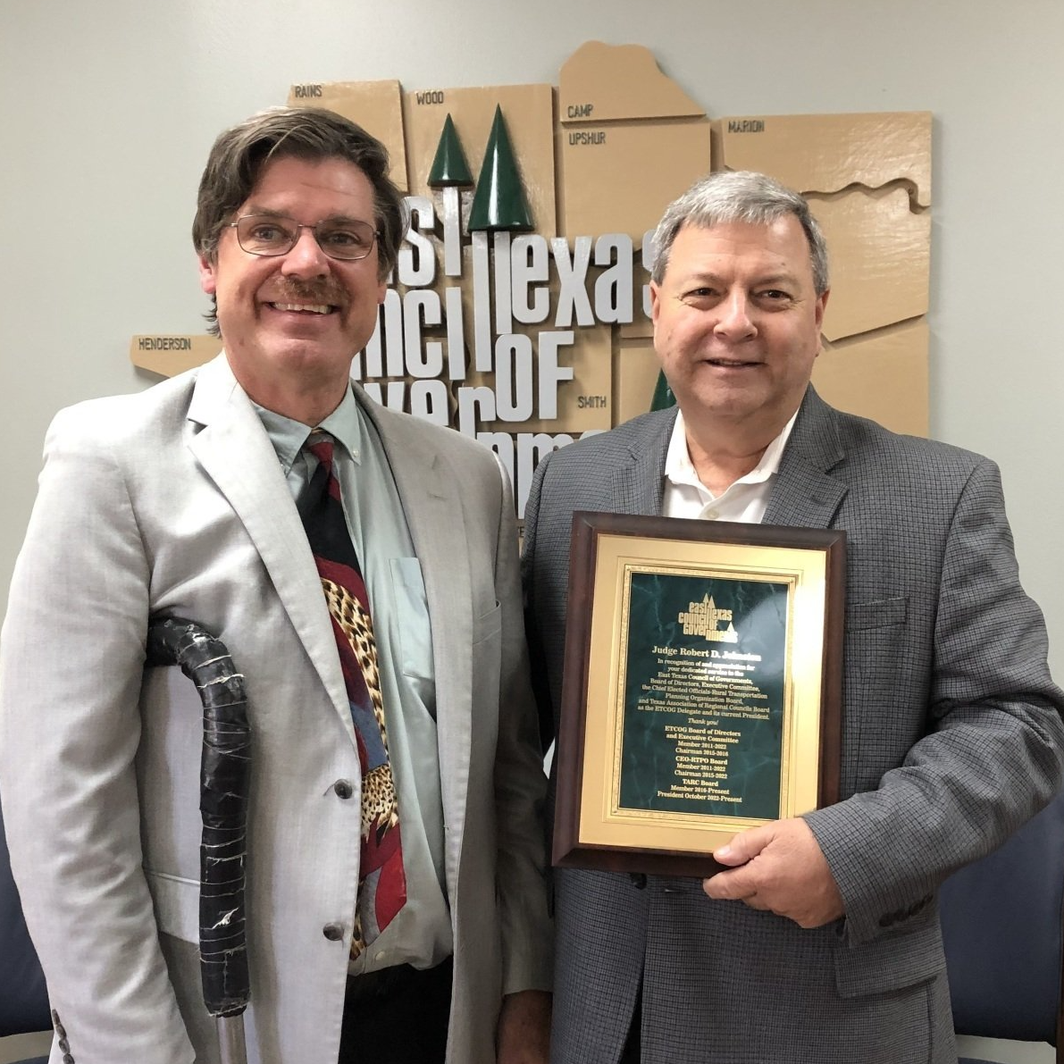 ETCOG Recognizes Judge Robert Johnston for 11 Years of Service
