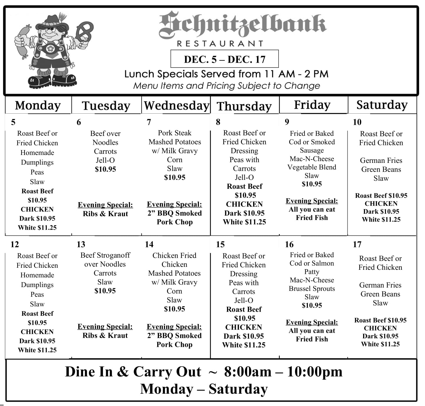 German Restaurant | Jasper, IN | Schnitzelbank Restaurant
