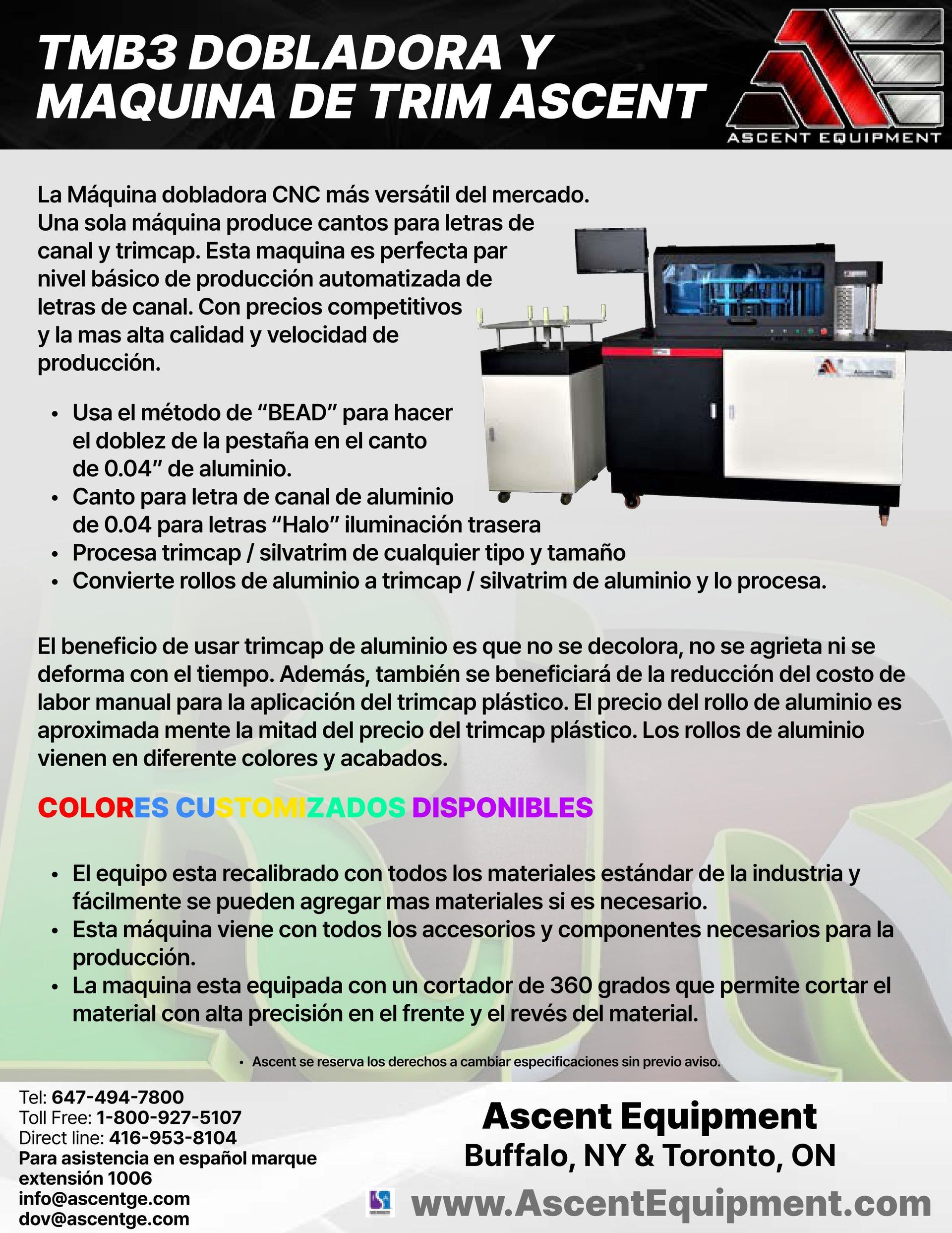 Ascent Equipment | ASCENT- TMB3 BEAD BENDING & TRIM MACHINE