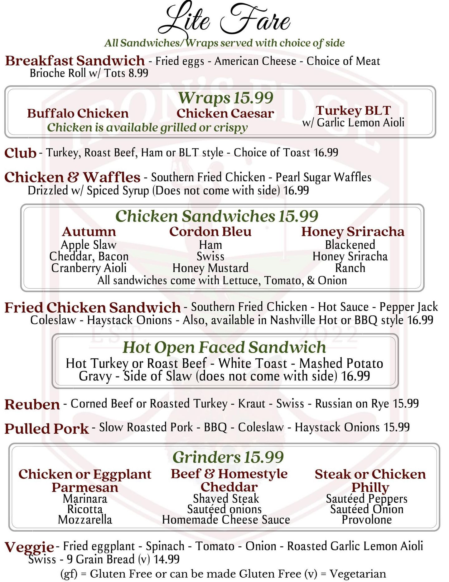 OUR MENU