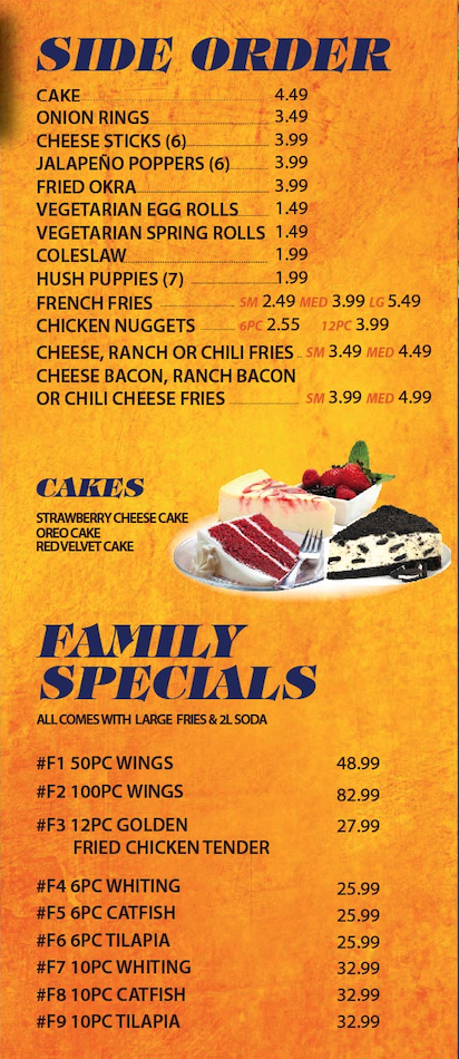 Champion Wings & Fish Menu