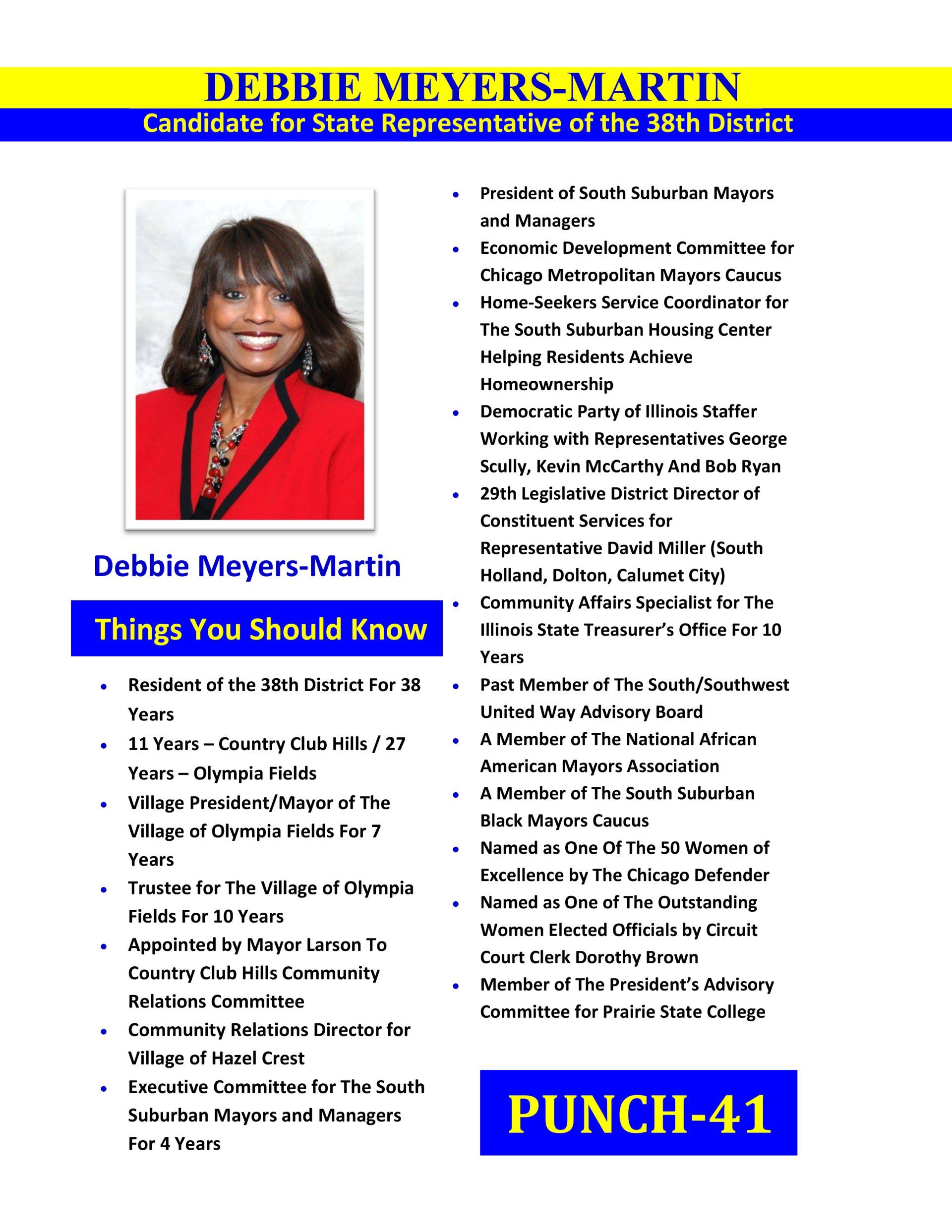 Rep. Debbie Meyers-Martin's 2020 Campaign