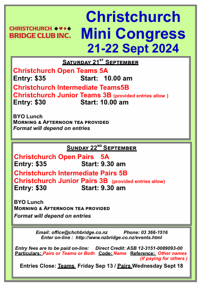 Christchurch Bridge Club Inc.